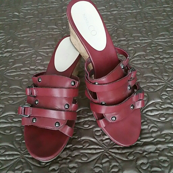 Nine & Co. | Shoes | Red Cork Slides | Poshmark